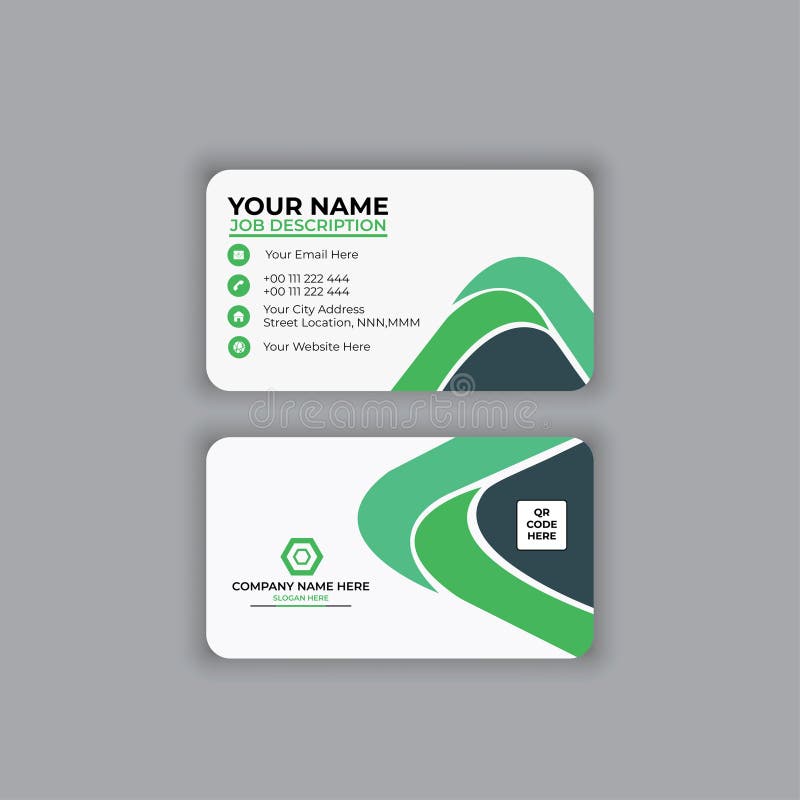 Dynamic Green and White Business Card Design. Creative Business Card ...