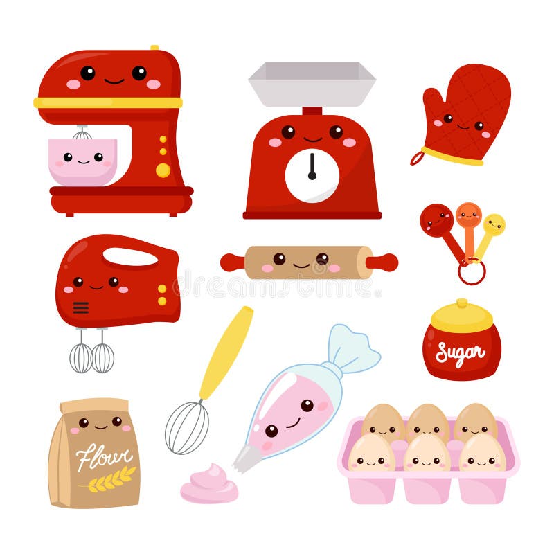 Cute Baking and Home Appliance Cartoon Clip Art Collection Stock Vector ...