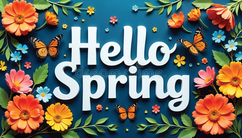 Hello Spring, Beach Illustration Stock Illustration - Illustration of ...