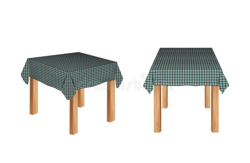 Two Tables with Checkered Blue Tablecloth Stock Vector - Illustration ...