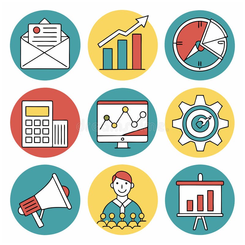 A Set of Flat Business Icons Illustrator Design Stock Illustration ...