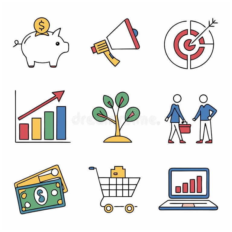 A Set of Flat Business Icons Illustrator Design Stock Vector ...