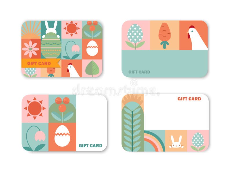 Easter Gift Cards Set. Moderns Geometric Design. Stock Illustration ...