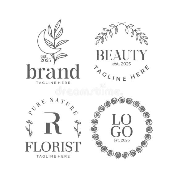 Set of Botanical Logo Template Vector Stock Illustration - Illustration ...