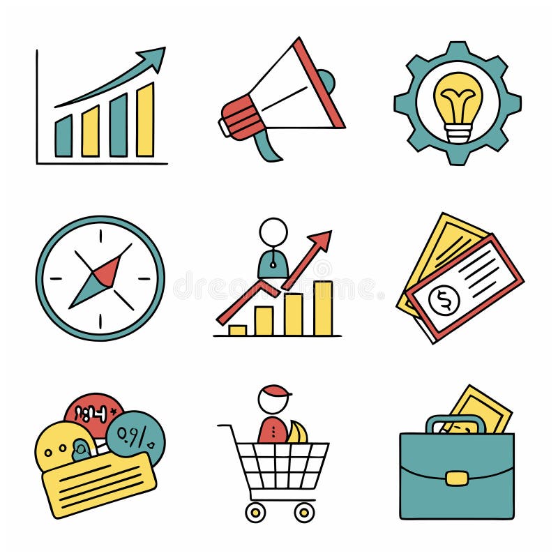 A Set of Minimalist Icons Representing Various Business Concepts. Stock ...