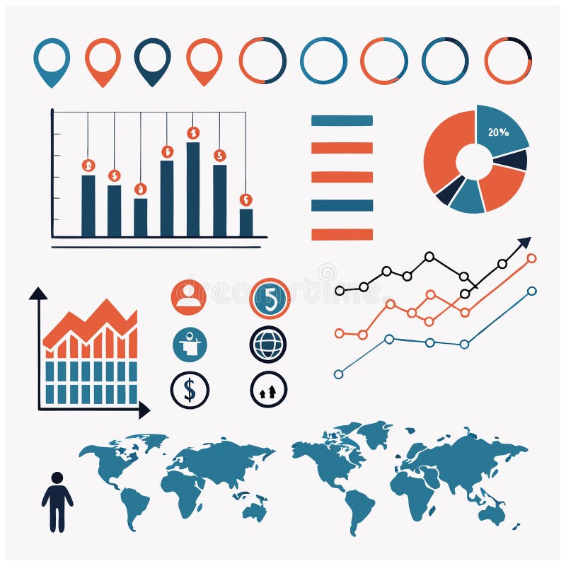 A Set of Business Infographic Elements, Showcasing Diverse Charts and ...
