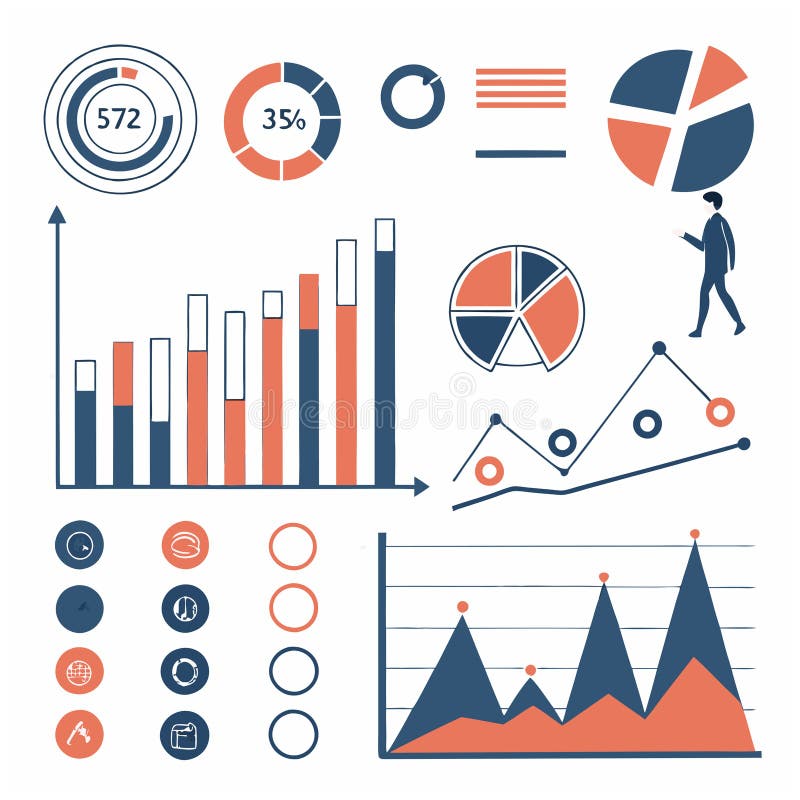 A Collection of Business Infographic Elements, Including Charts, Icons ...