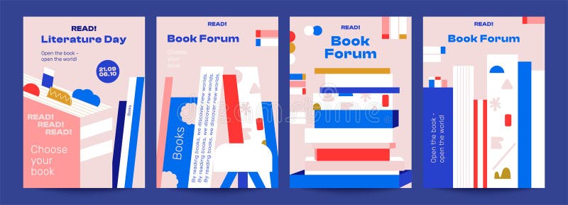 4 Universal Posters for the Book Festival Stock Vector - Illustration ...