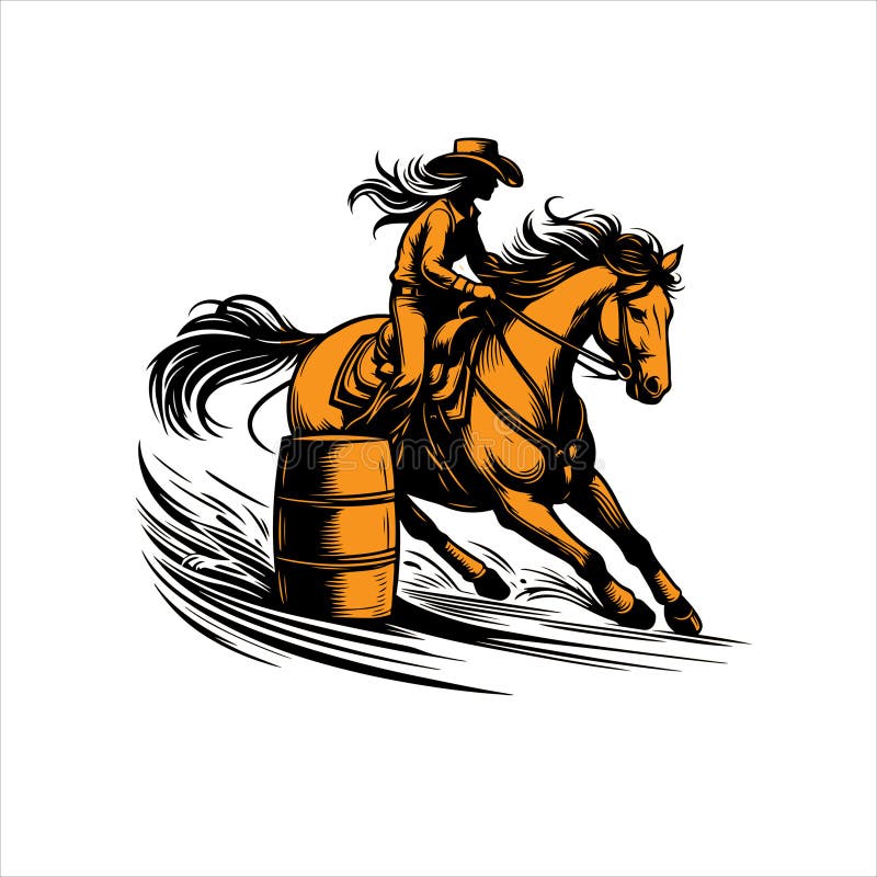 A Cowgirl Riding in a Barrel Racing Vector Logo Stock Vector ...