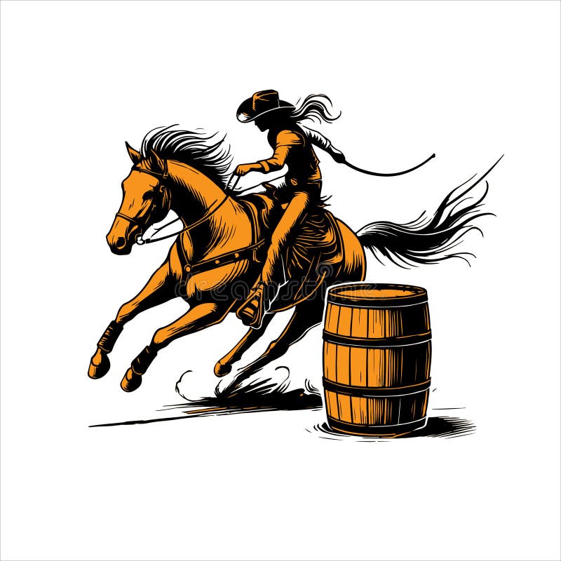 A Cowgirl Riding in a Barrel Racing Vector Logo Stock Vector ...