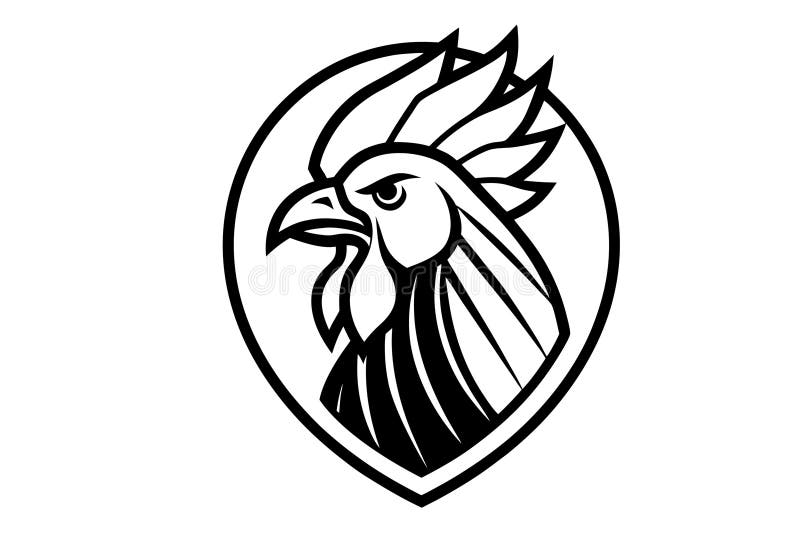 Stylized Black and White Rooster Head Logo Stock Vector - Illustration ...