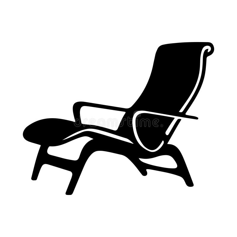 Beach Chair Icon Over White Background, Silhouette Style, Vector ...