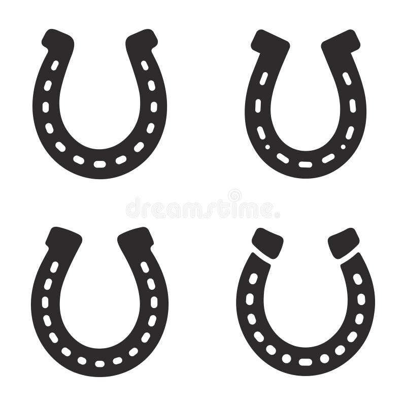 Horseshoe Icon Set. Lucky Symbol and Equestrian Design. Vector Stock ...