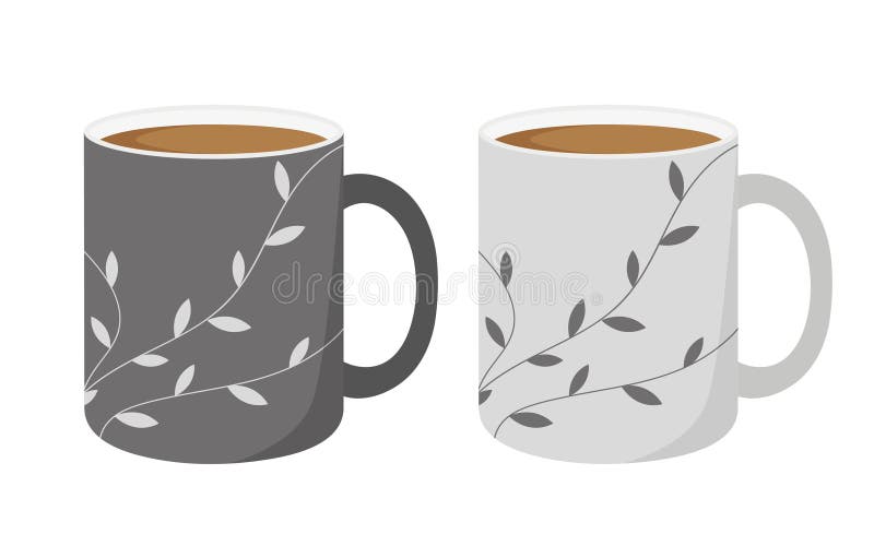 Paired Mugs. Red and Black Coffee Mugs Stock Vector - Illustration of ...