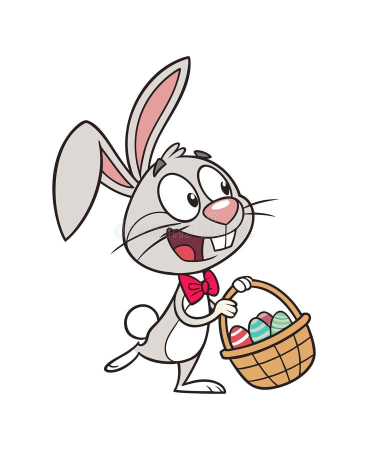 Cheerful Easter Bunny with Egg Basket - Cartoon Illustration Stock ...