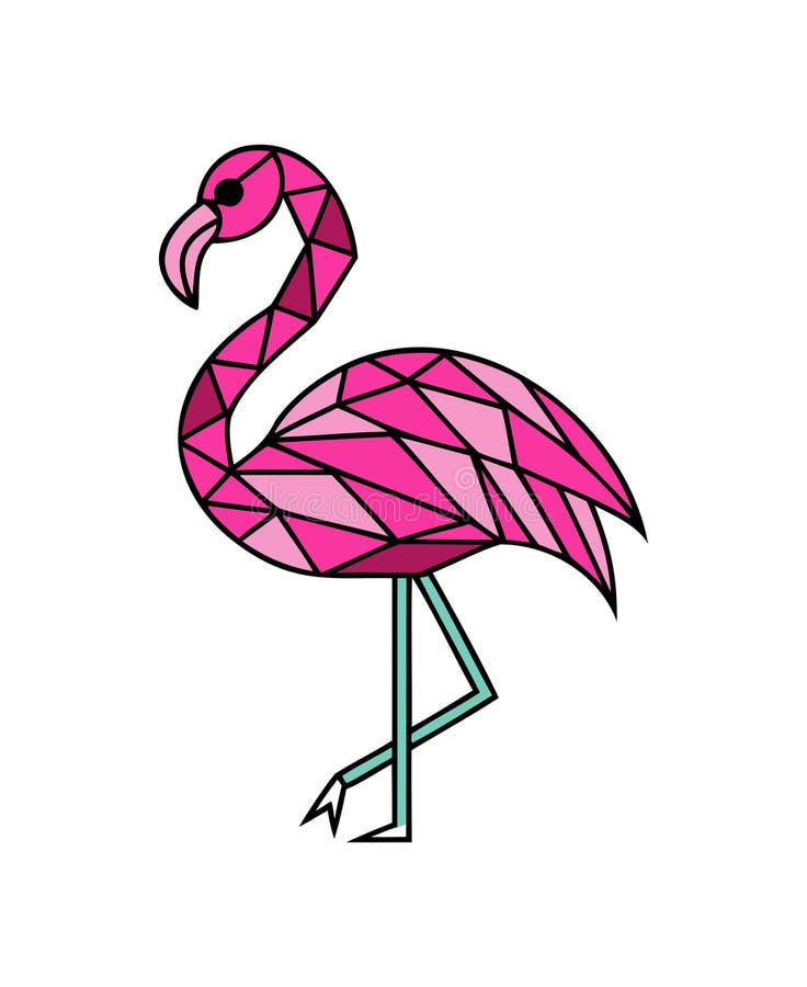 Geometric Pink Flamingo Illustration - Modern Art Design Stock Vector ...