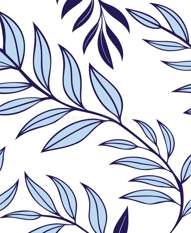 Elegant Blue Leaf Pattern Seamless Vector Illustration Stock Vector ...