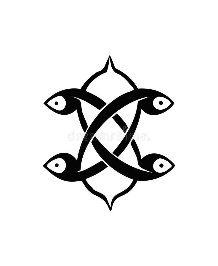 Abstract Fish Symbol Design - Black and White Minimalist Illustration ...