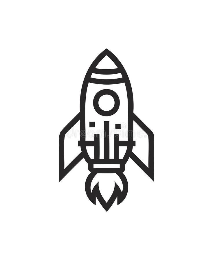 Simple Rocket Icon - Minimalist Line Art Illustration Stock Vector ...