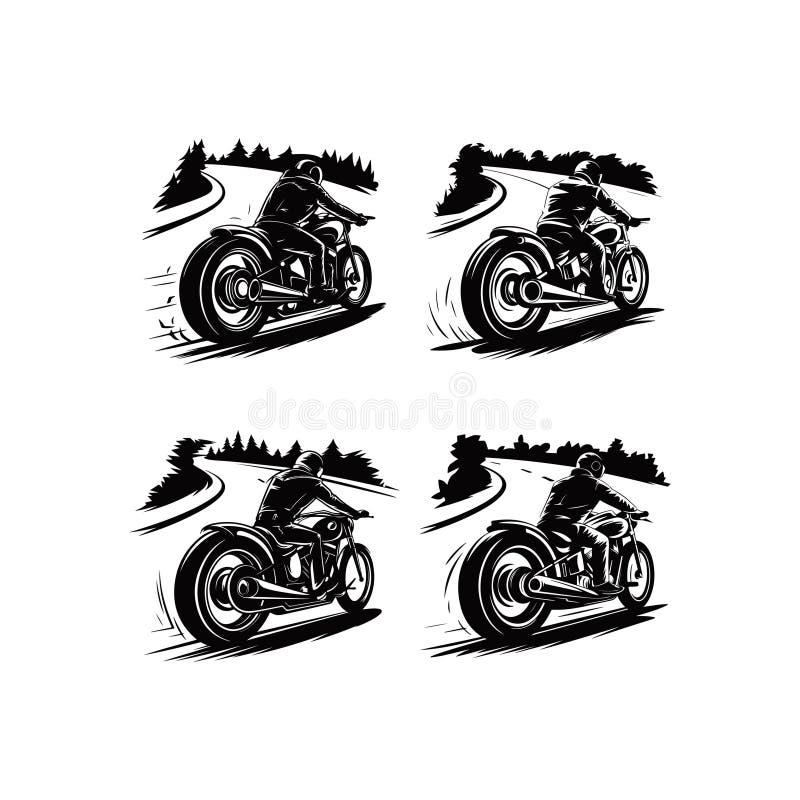 Motorcycle Adventure Silhouette Vector Art Stock Vector - Illustration ...