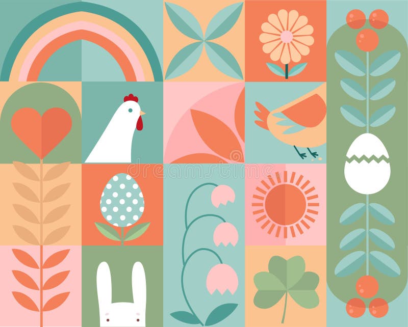 Easter and Spring Background, Banner. Modern Geometric Abstract Style ...