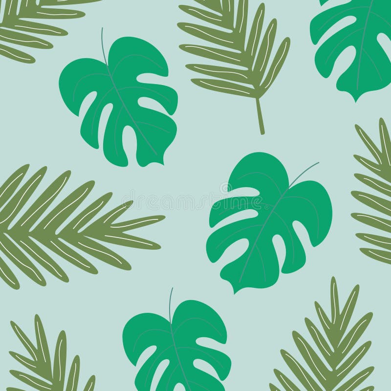 Hand Drawn Minimal Tropical Shapes Pattern. Summer Tropical Leave ...