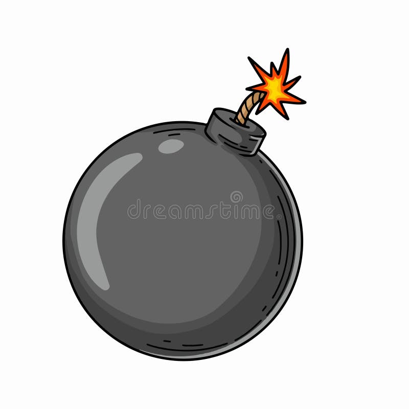 Hand Drawn Doodle Bomb. Vector Illustration. Isolated on White ...