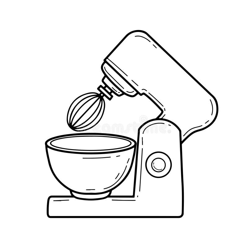 Vector Illustration of Food Processor and Bowl. Kitchen Utensil. Stock ...
