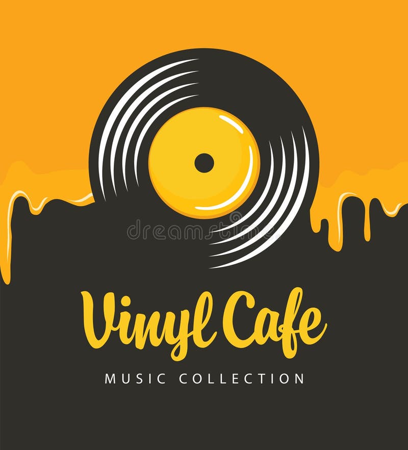 Banner for Music Cafe with Old Vinyl Record Stock Illustration ...