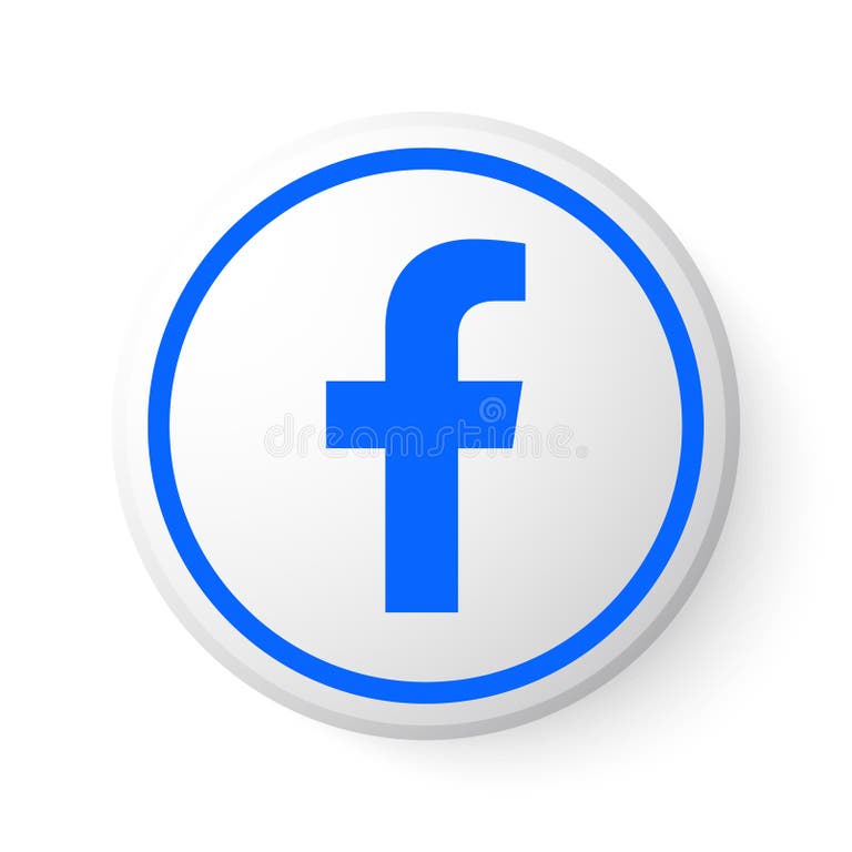 Facebook Circle Vector Button with Blue Logo. Social Media Icon with ...