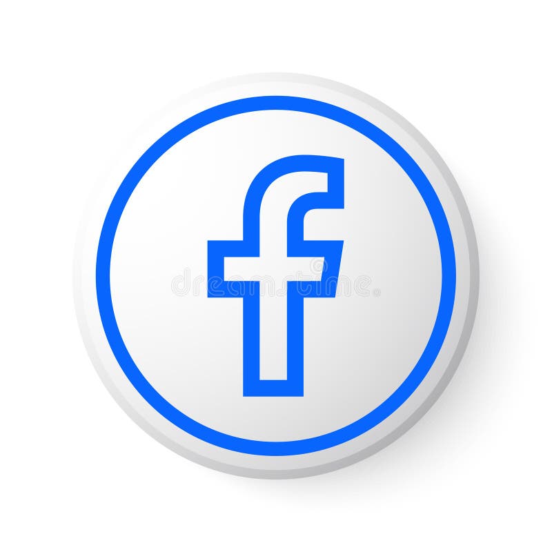 Facebook Circle Vector Button with Blue Logo. Social Media Icon with ...