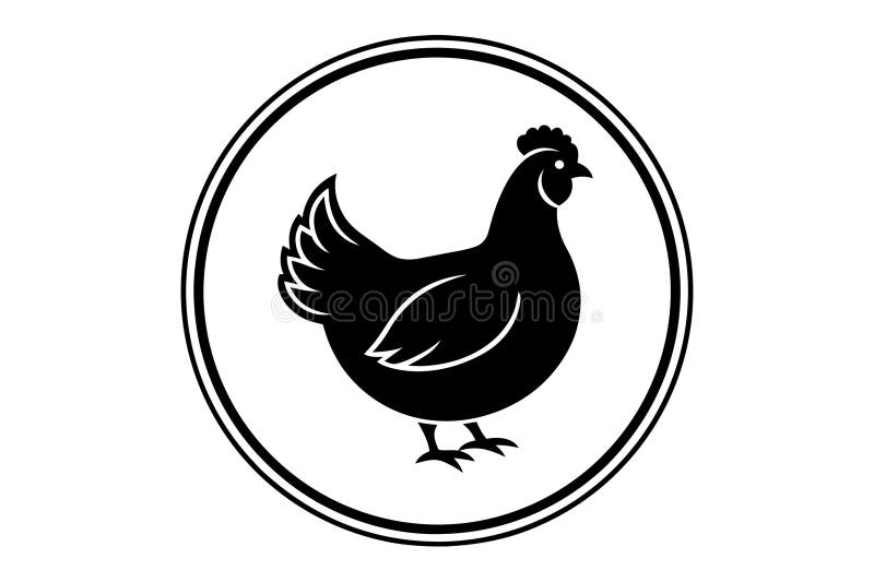 Silhouette of a Chicken Inside a Black Circle Stock Illustration ...