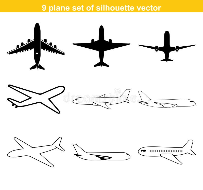 Modern Aircraft Icon Set Logotype Silhouette Vector Sign Collection ...