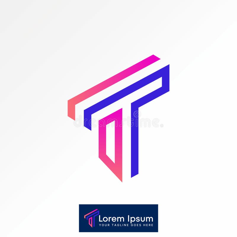 Initial T Font Double Line Out 3D View To Monogram Typography Media ...