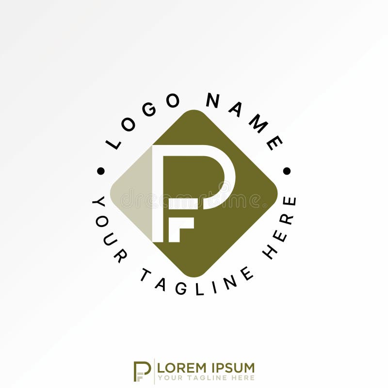 Initial PF or FP Font Line Cut Square Monogram Typography Media Tech ...