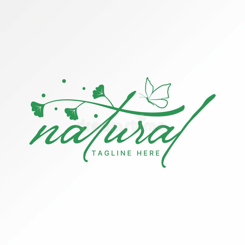 Text Natural Script Font Butterfly Flower Leaf Stalk Art Monogram ...