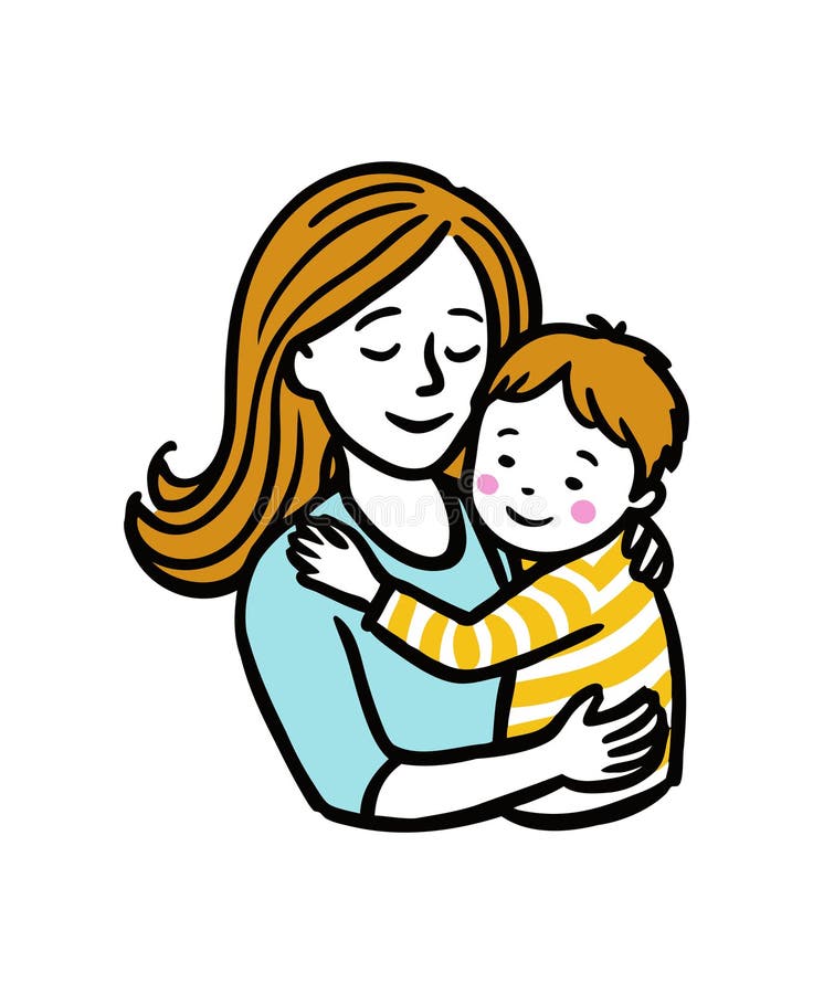 Loving Mother Hugging Child Illustration - Heartwarming Family Art ...