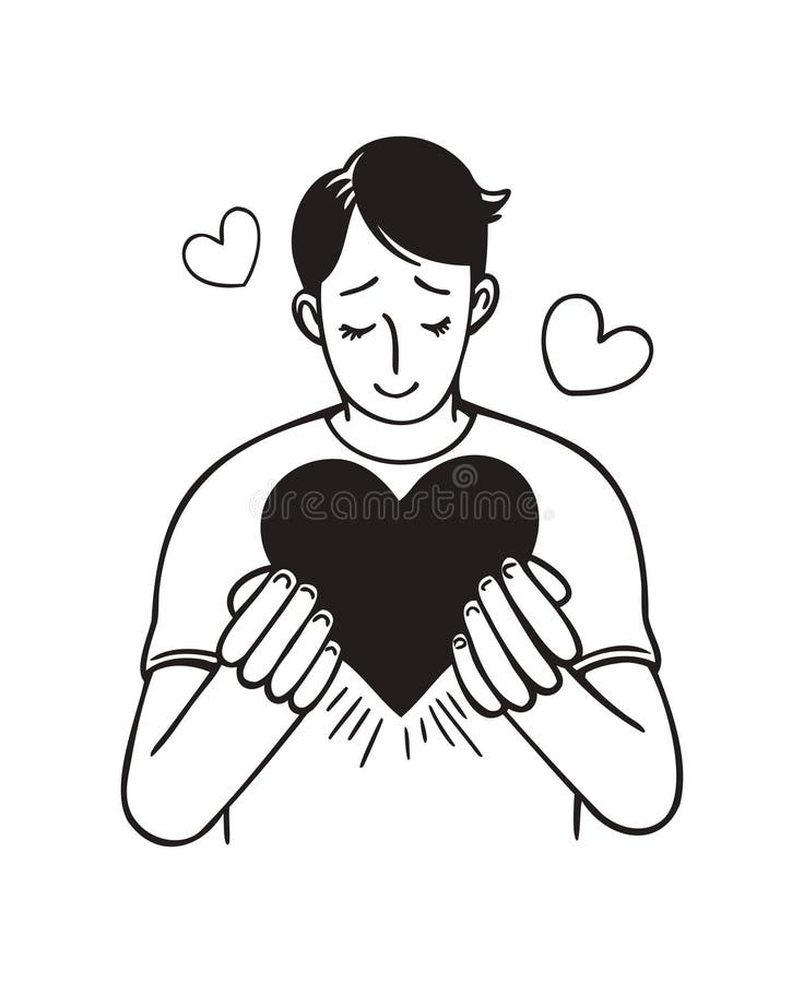 Heartwarming Cartoon Character Holding Heart - Vector Illustration ...