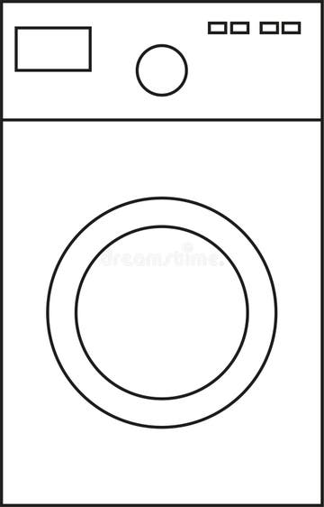 Coloring Page with Stylized Simplified Cartoon Washing Machine Stock ...