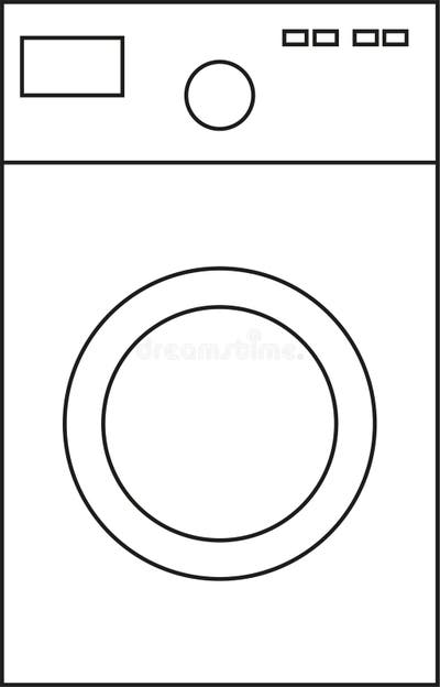 Coloring Page with Stylized Simplified Cartoon Washing Machine Stock ...