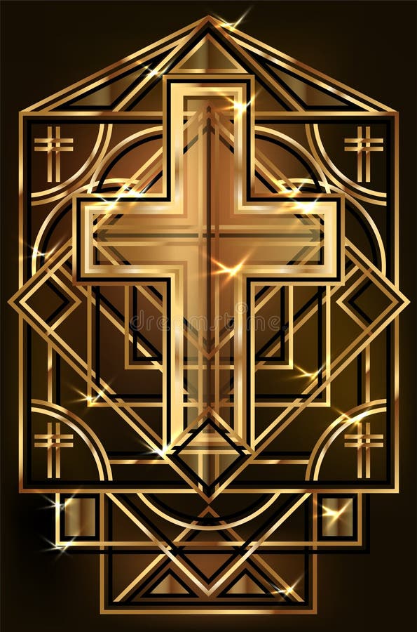 Happy Easter Vip Card, Golden Cross Art Deco Style, Vector Stock Vector ...