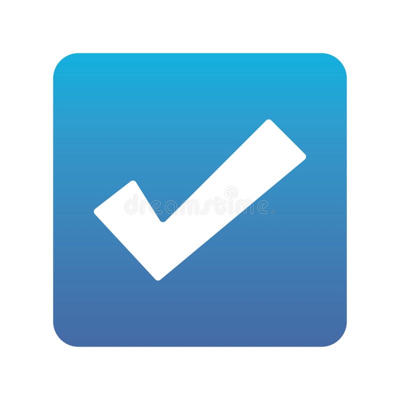 Blue Positive Vote Button with Checkmark Accept Complete Task Badge ...