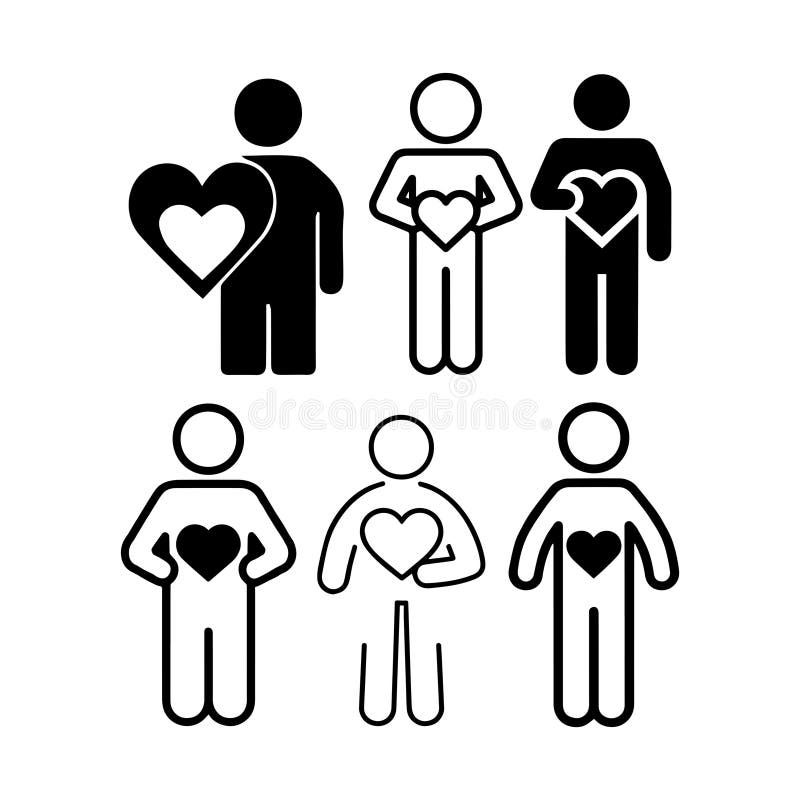 A Set of Human Figure Silhouettes Holding Hearts Symbolizes Love Stock ...