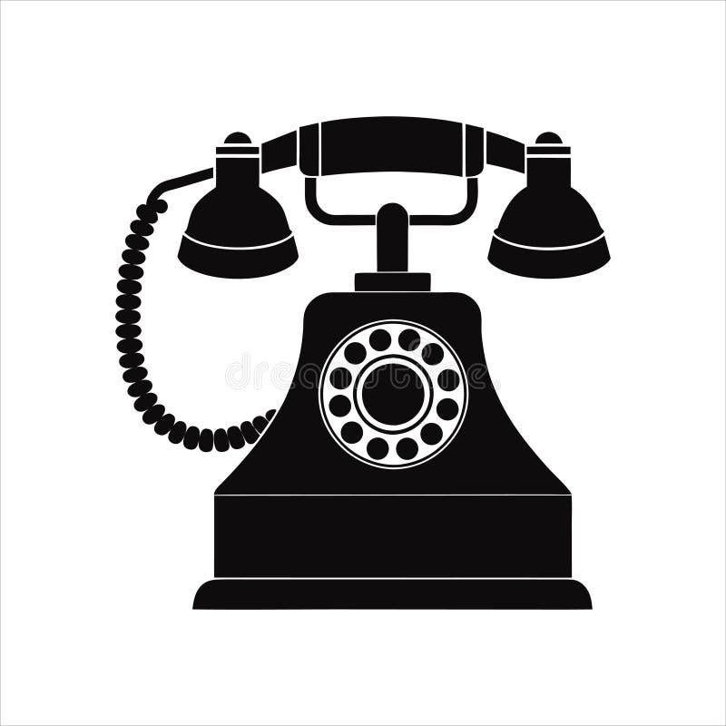 Old Fashioned Telephone Silhouette Vector Icon Stock Vector ...