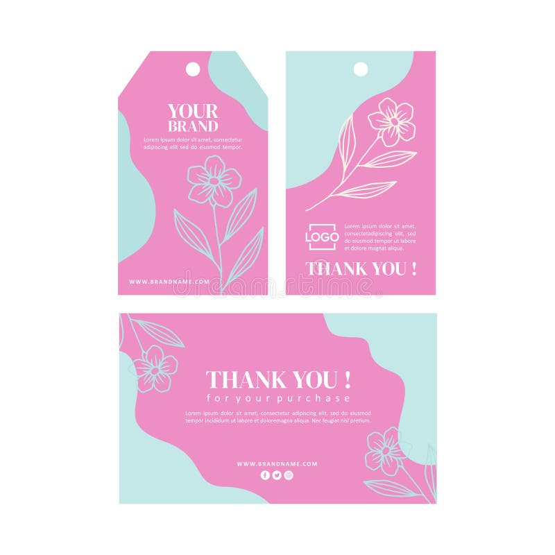 Thank You Card and Hang Tag Template with Leaves Vectort Stock Vector ...