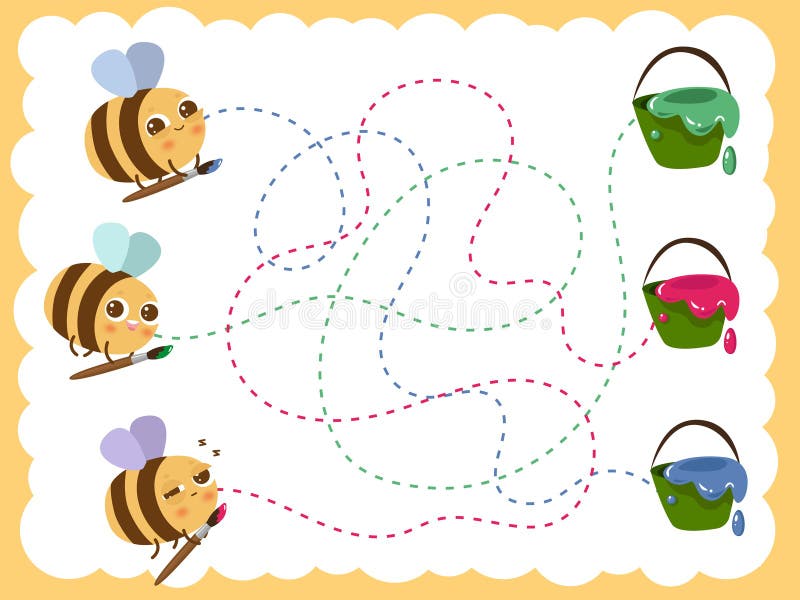 Writing Practice with Cute Bee. Drawing Lessons. Education Developing ...