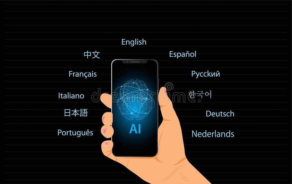 AI-Powered Language Translate App Concept. Stock Illustration ...