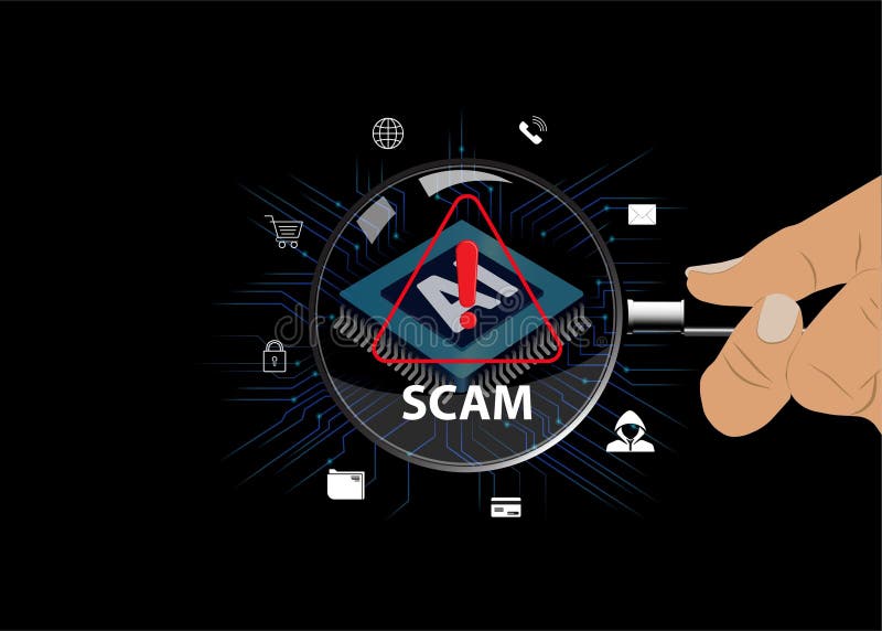 AI Tech Warning or Scam Concept. Stock Illustration - Illustration of ...