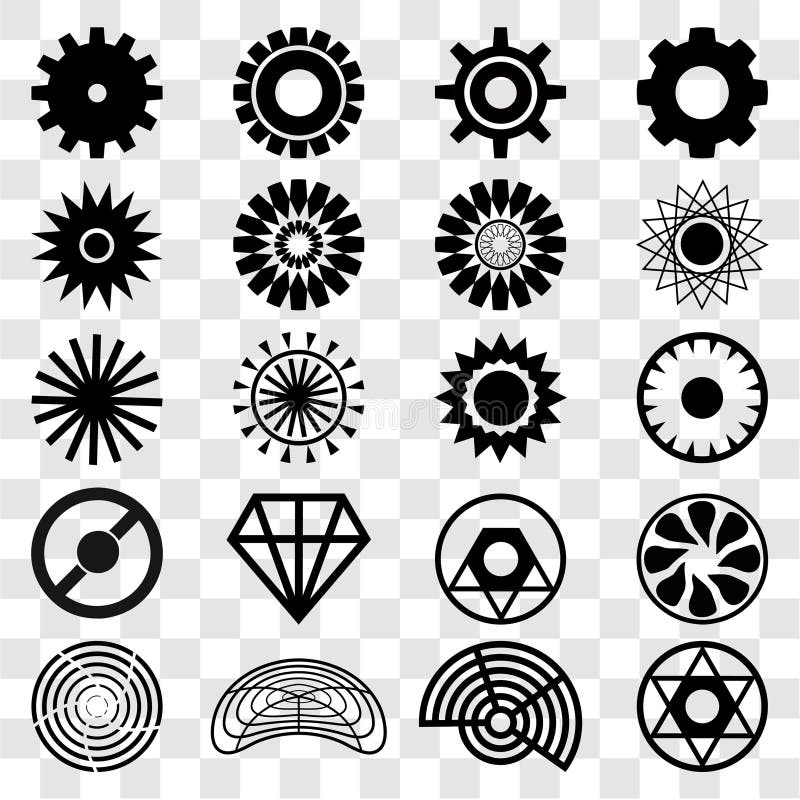 Geometric Gear and Symbol Icon Set Stock Illustration - Illustration of ...