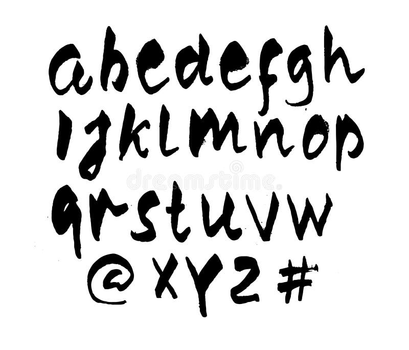 Dry Brush Alphabet Font Set Made by Real Brush Grunge Style Vector ...